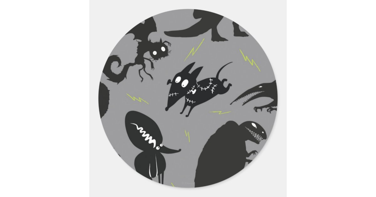 Sparky Running Silhouette Classic Round Sticker | Zazzle