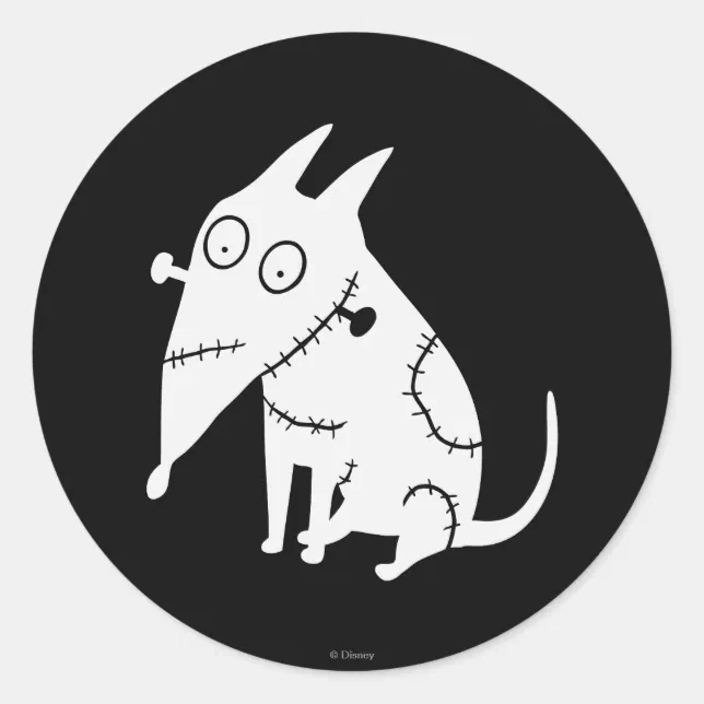 Sparky Sitting White Classic Round Sticker | Zazzle