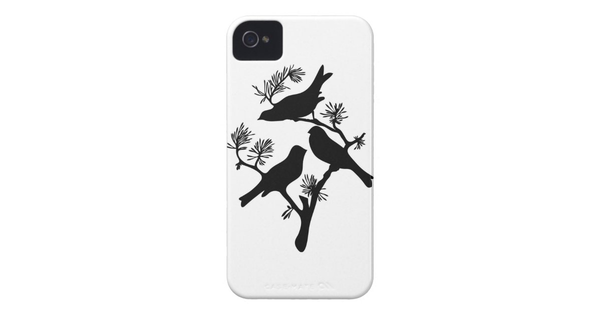 Sparrow birds branch silhouette iPhone 4S case | Zazzle