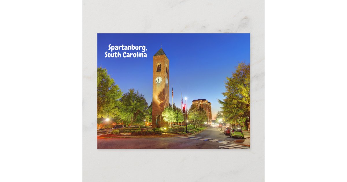 Spartanburg, South Carolina Clock Tower Postcard | Zazzle