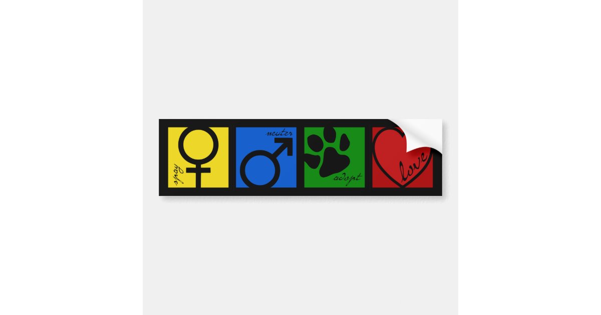 Spay-Neuter-Adopt-Love Bumper Sticker | Zazzle