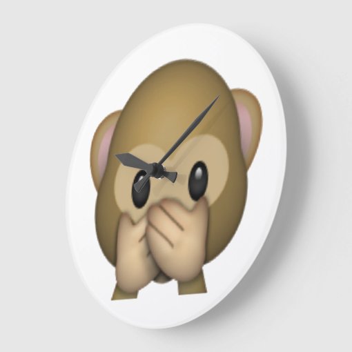 Speak No Evil Monkey - Emoji Large Clock | Zazzle
