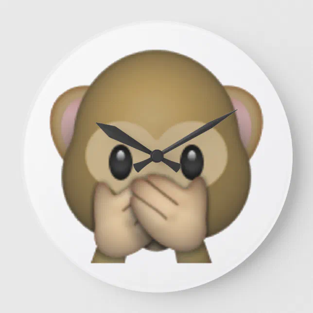 Speak No Evil Monkey - Emoji Large Clock | Zazzle
