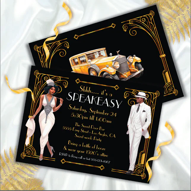 Speakeasy Flapper Great Gatsby Harlem Nights Invitation | Zazzle