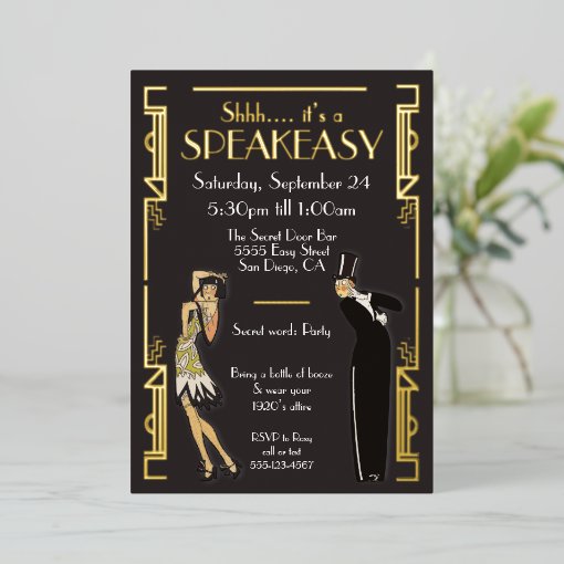 Speakeasy Flapper Party Foil Invitation | Zazzle