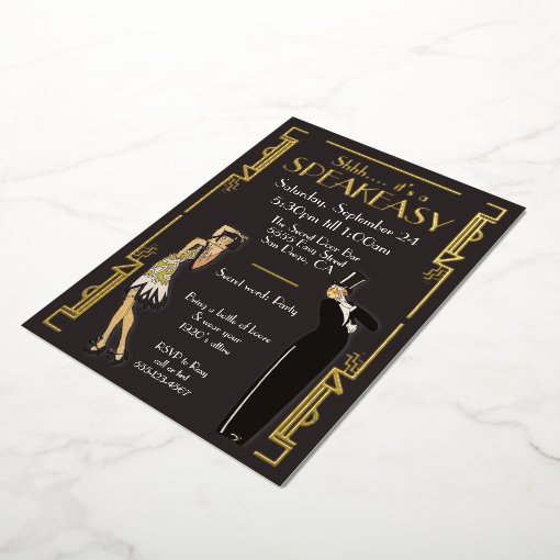 Speakeasy Flapper Party Foil Invitation | Zazzle