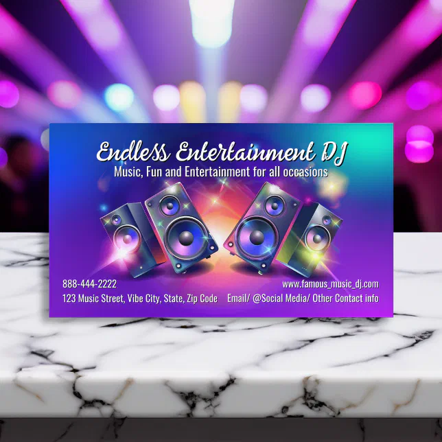 Speakers Dj Party Music Deejay DJs Disc Jockey Business Card | Zazzle
