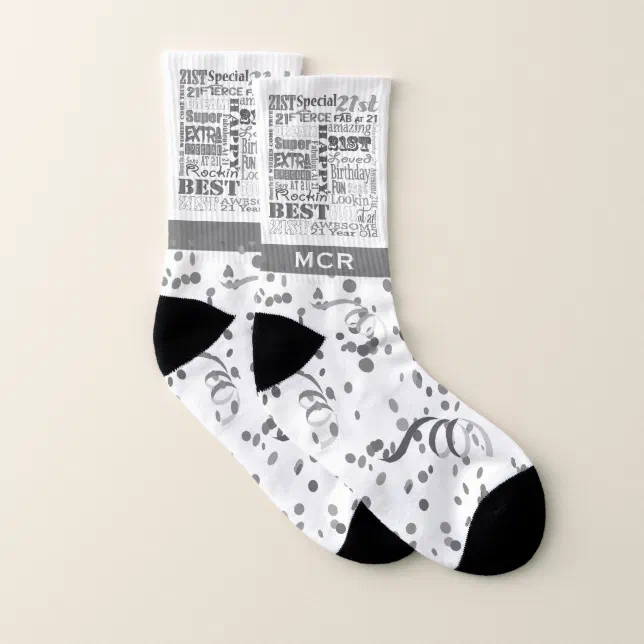 Special 21st Birthday Party Photo With Monogram Socks | Zazzle