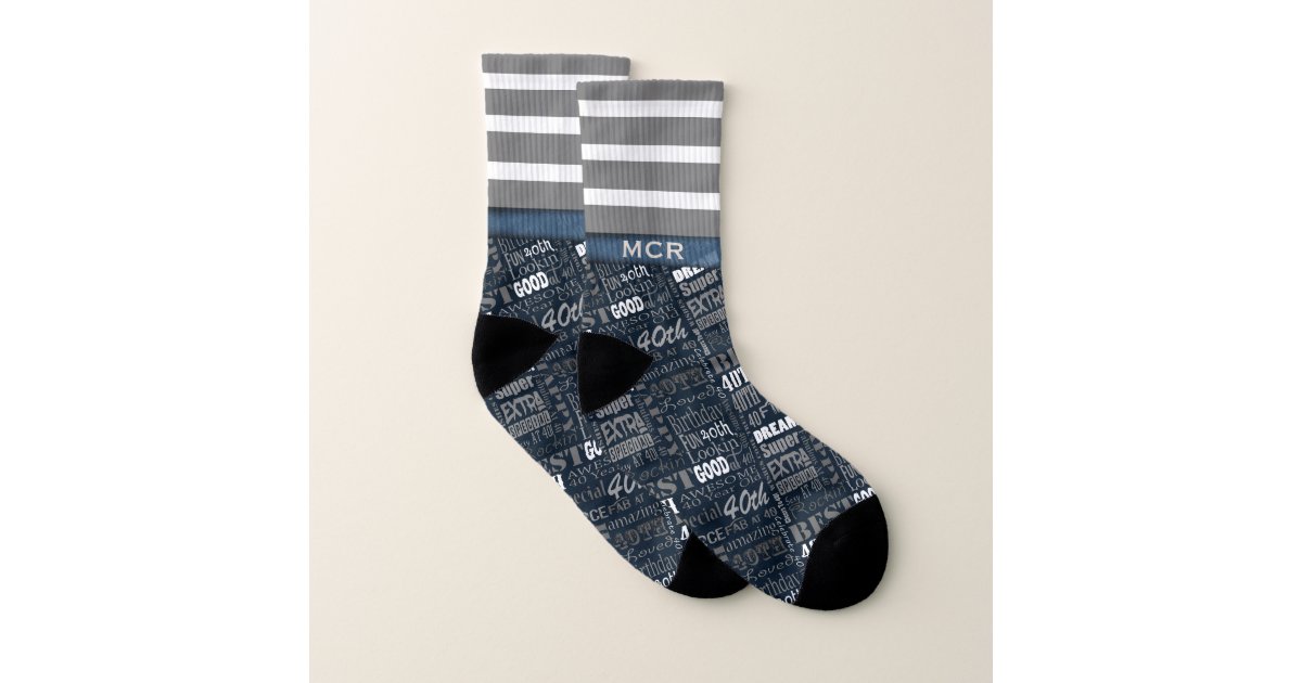 Special 40th Birthday Party Photo Monogram Socks | Zazzle