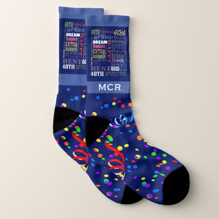 Special 40th Birthday Party Photo Monogram Socks | Zazzle.com