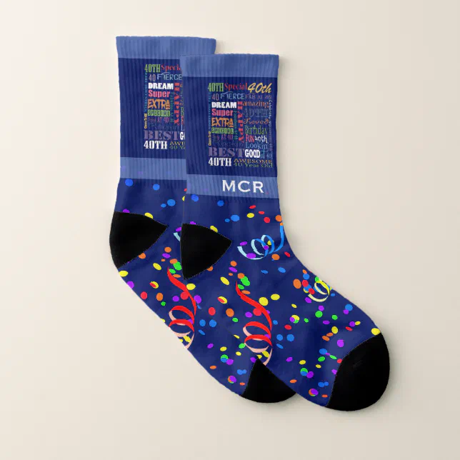 Special 40th Birthday Party Photo Monogram Socks | Zazzle