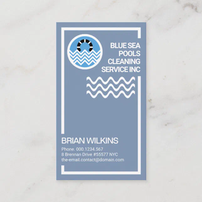 Special Border Frame Water Wave Pool Maintenance Business Card | Zazzle