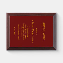 Special Commitment and Dedication Award Plaque | Zazzle