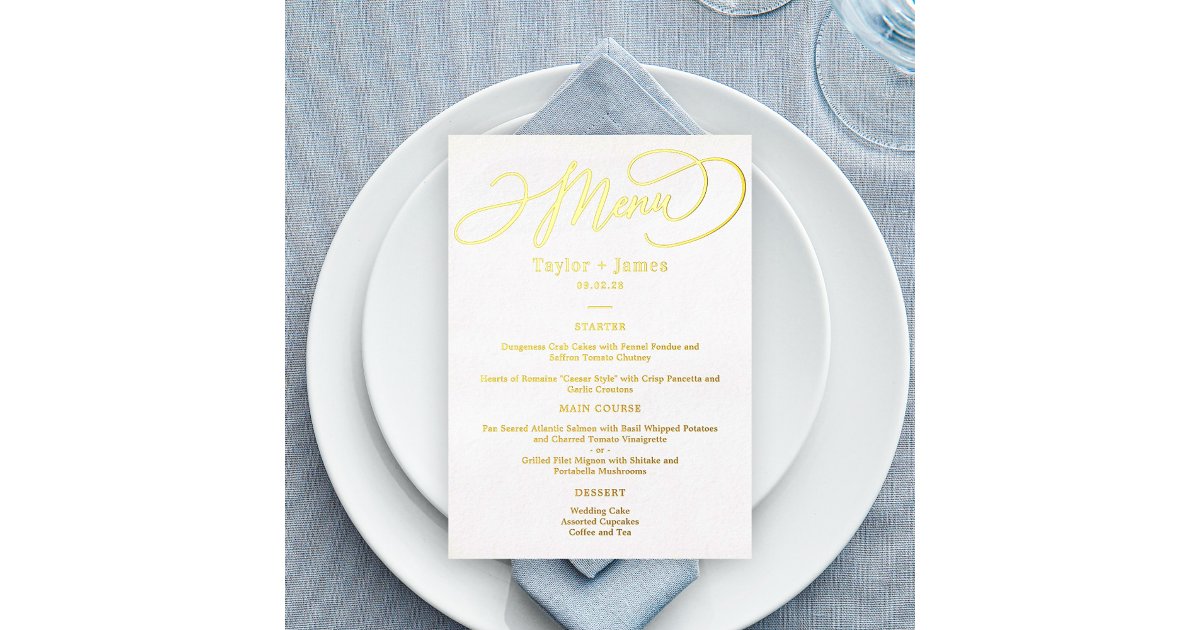 Special Day REAL FOIL Elegant Menu Card | Zazzle