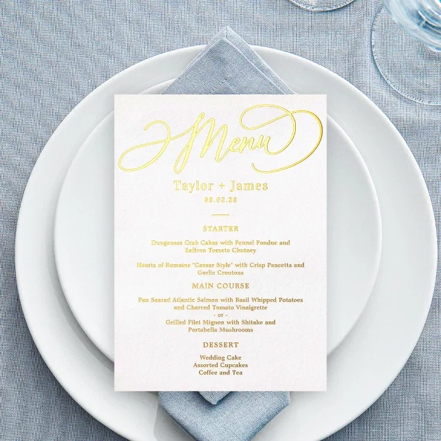 Special Day REAL FOIL Elegant Menu Card | Zazzle