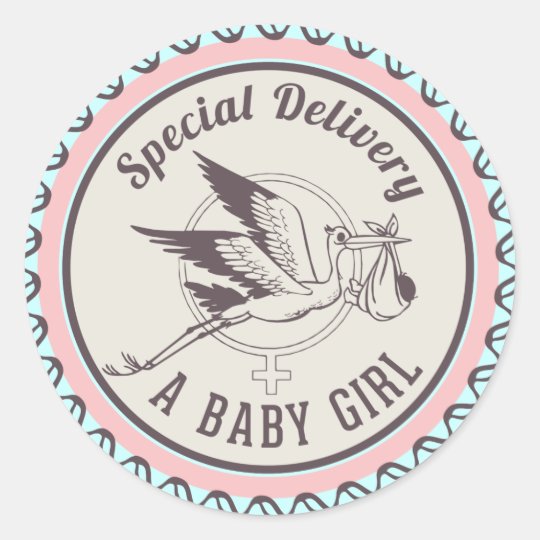 Special Delivery Baby Girl New Born Sticker | Zazzle.com