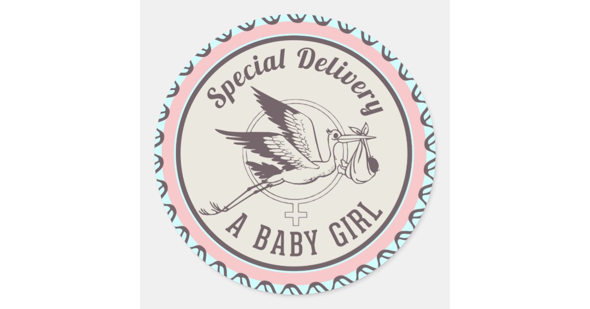Special Delivery Baby Girl New Born Sticker | Zazzle