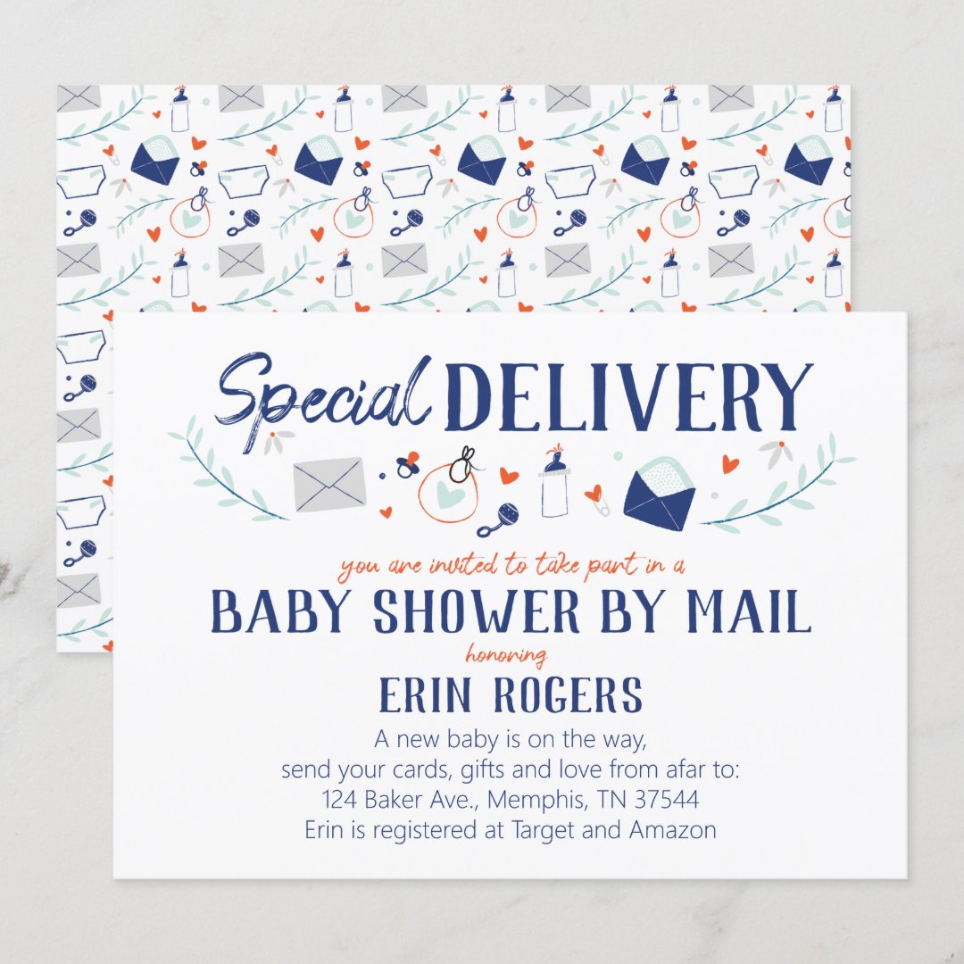 Special Delivery Baby Shower by Mail Invitation | Zazzle