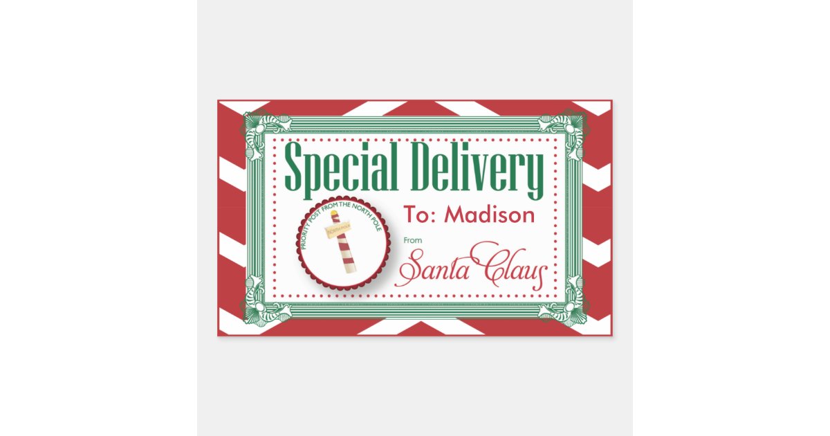 Special Delivery Christmas sticker gift tag | Zazzle