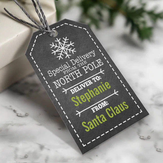 Special Delivery From North pole and Santa Claus Gift Tags | Zazzle
