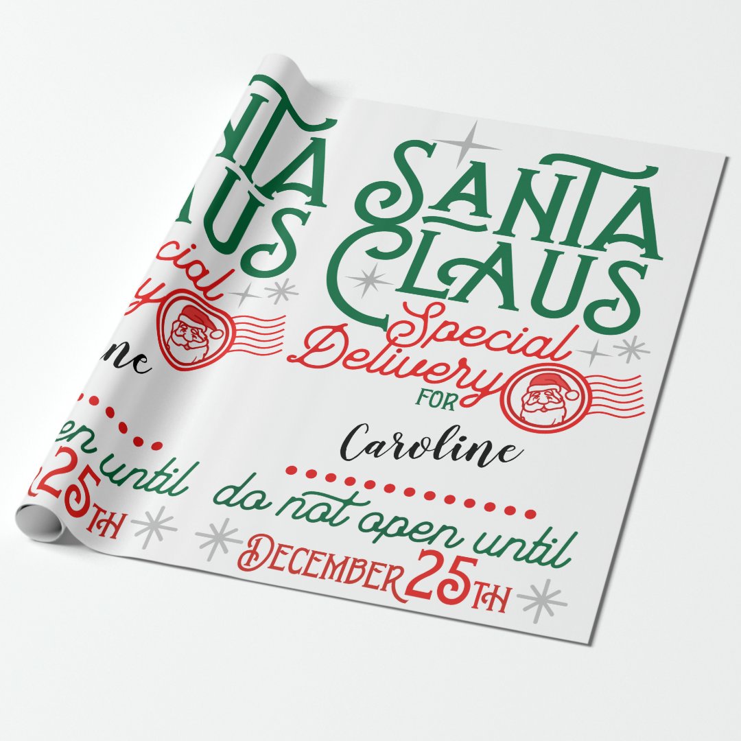 Special Delivery from Santa Claus Red & Green Wrapping Paper | Zazzle