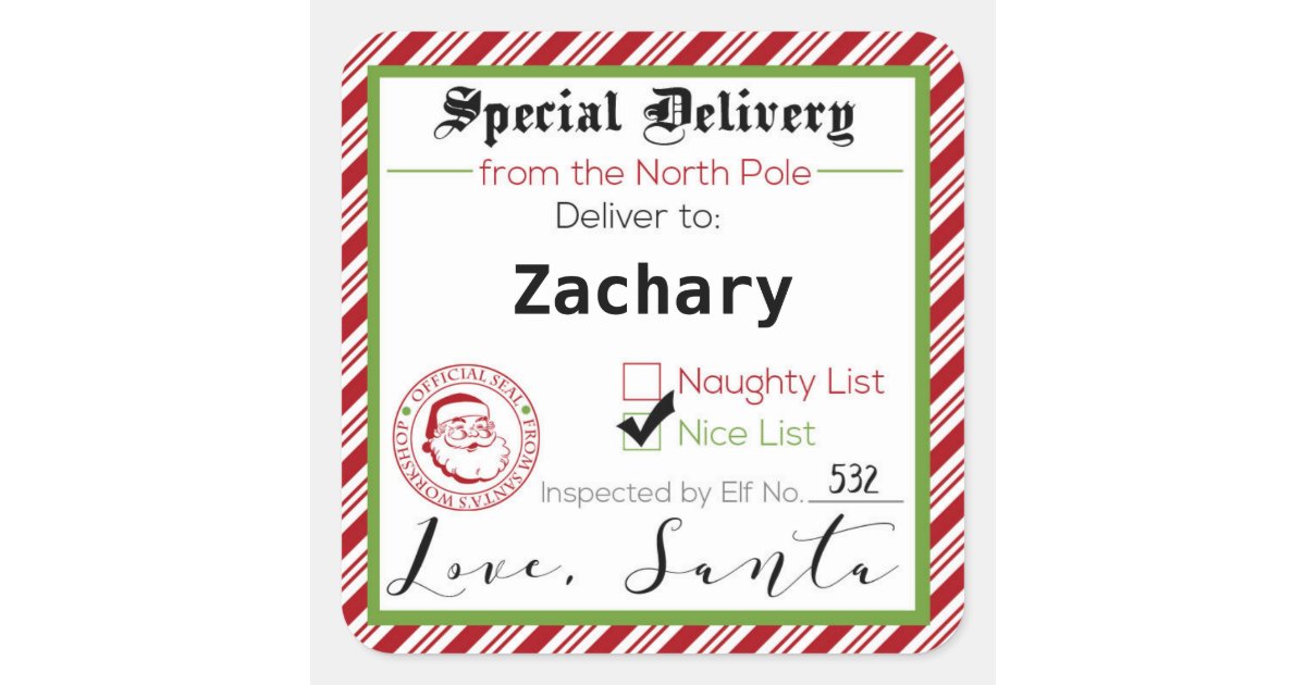 Special Delivery from Santa Gift Tag Stickers | Zazzle