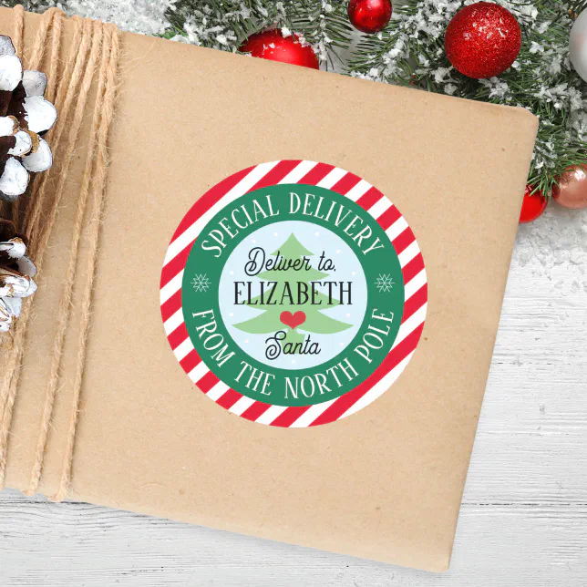 Special Delivery From Santa Kids Christmas sticker | Zazzle