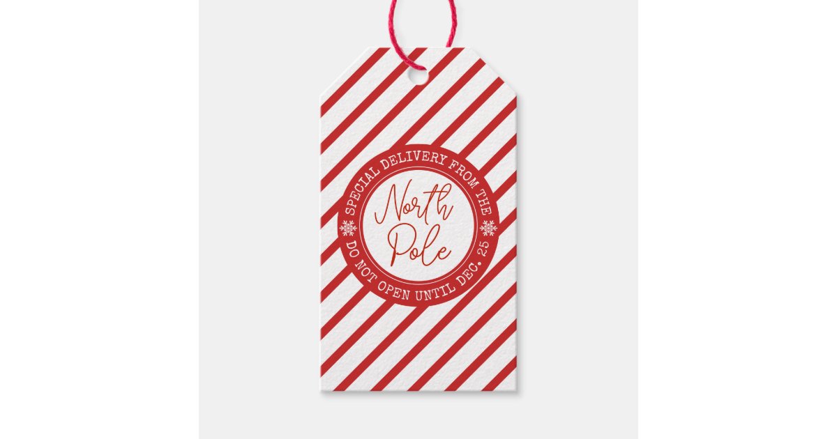 Special Delivery From Santa North Pole Christmas Gift Tags | Zazzle