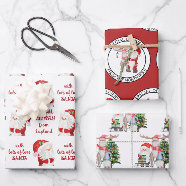 Special Delivery from Santa Set of Christmas Wrapping Paper Sheets | Zazzle