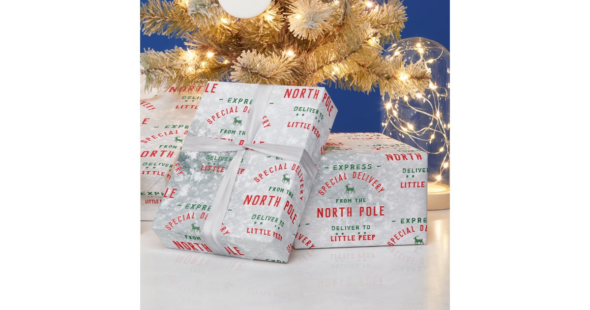 Special Delivery From The North Pole Snowy Icy Wrapping Paper | Zazzle