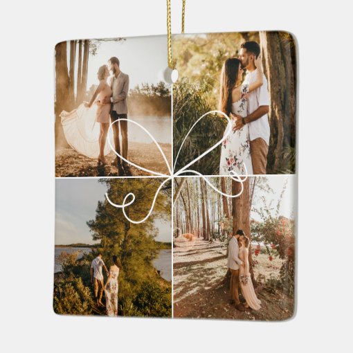 Special Delivery Parcel 4 Photo Collage Engagement Ceramic Ornament ...
