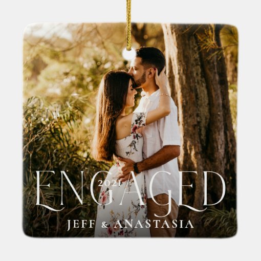 Special Delivery Parcel 4 Photo Collage Engagement Ceramic Ornament ...