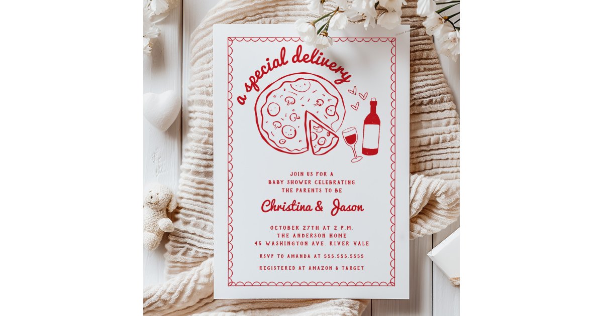 Special Delivery Pizza Baby Shower Invitation | Zazzle