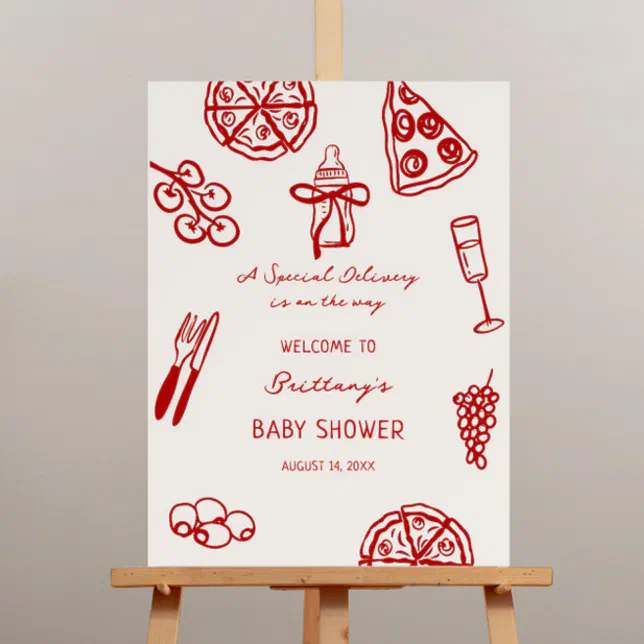 Special Delivery Pizza Baby Shower Welcome Sign | Zazzle