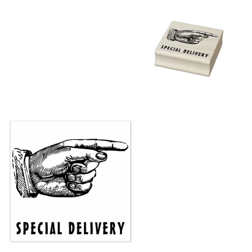 special delivery pointing finger rubber stamp | Zazzle