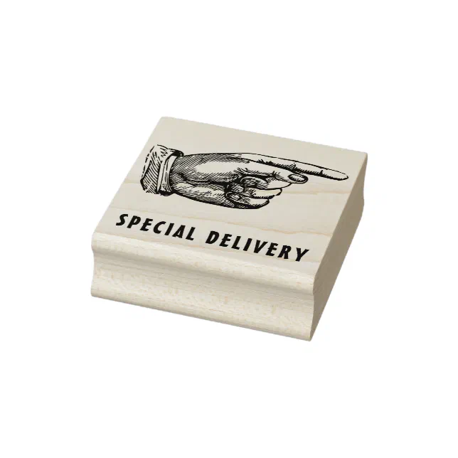 special delivery pointing finger rubber stamp | Zazzle