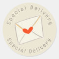 Special Delivery Red Heart Envelope Classic Round Sticker | Zazzle