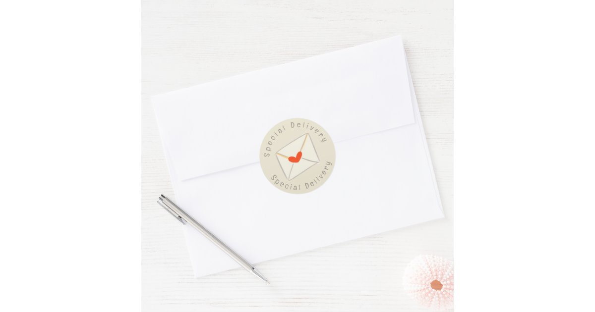 Special Delivery Red Heart Envelope Classic Round Sticker | Zazzle