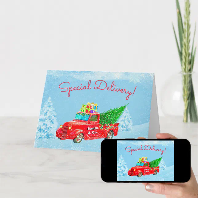Special Delivery Santa's Pickup Truck Christmas Holiday Card | Zazzle