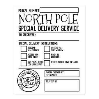 Special delivery service Santa delivery note stamp | Zazzle