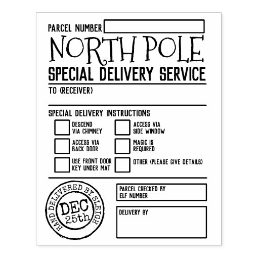 Special delivery service Santa delivery note stamp | Zazzle