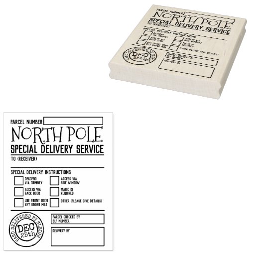 Special delivery service Santa delivery note stamp | Zazzle