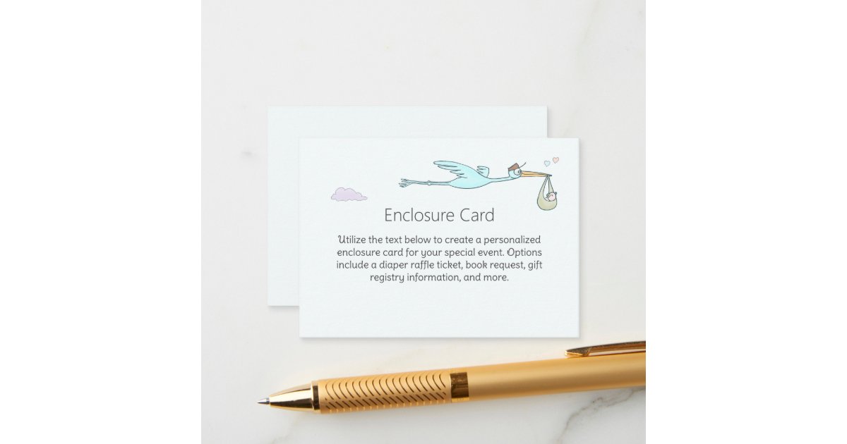 Special Delivery Stork Enclosure Card | Zazzle