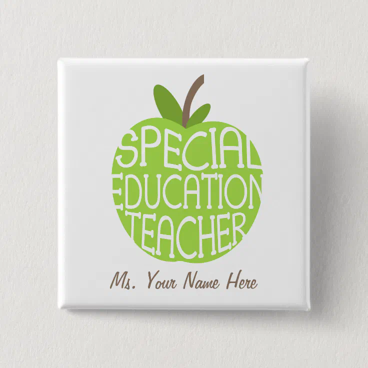 Special Education Teacher Green Apple Button | Zazzle