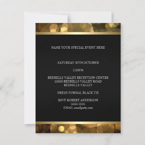 Special Event Elegant Black & Gold Bubbles Invitation | Zazzle