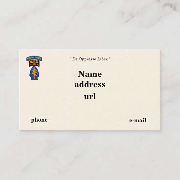 Special Forces Green Berets Rangers SFG SF Patch Business Card | Zazzle