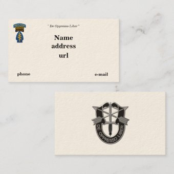 Special Forces Green Berets Rangers SFG SF Patch Business Card | Zazzle