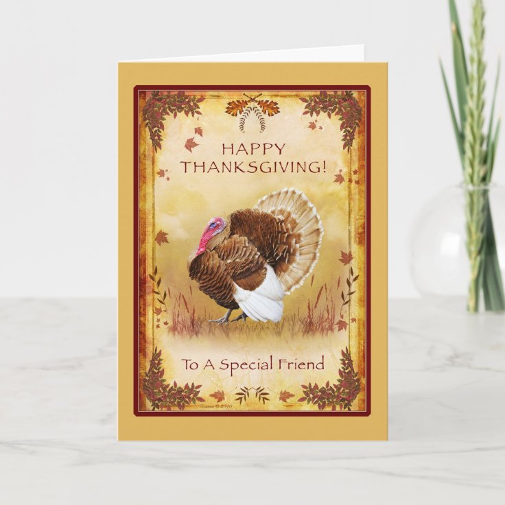 Special Friend Happy Thanksgiving Turkey Card | Zazzle