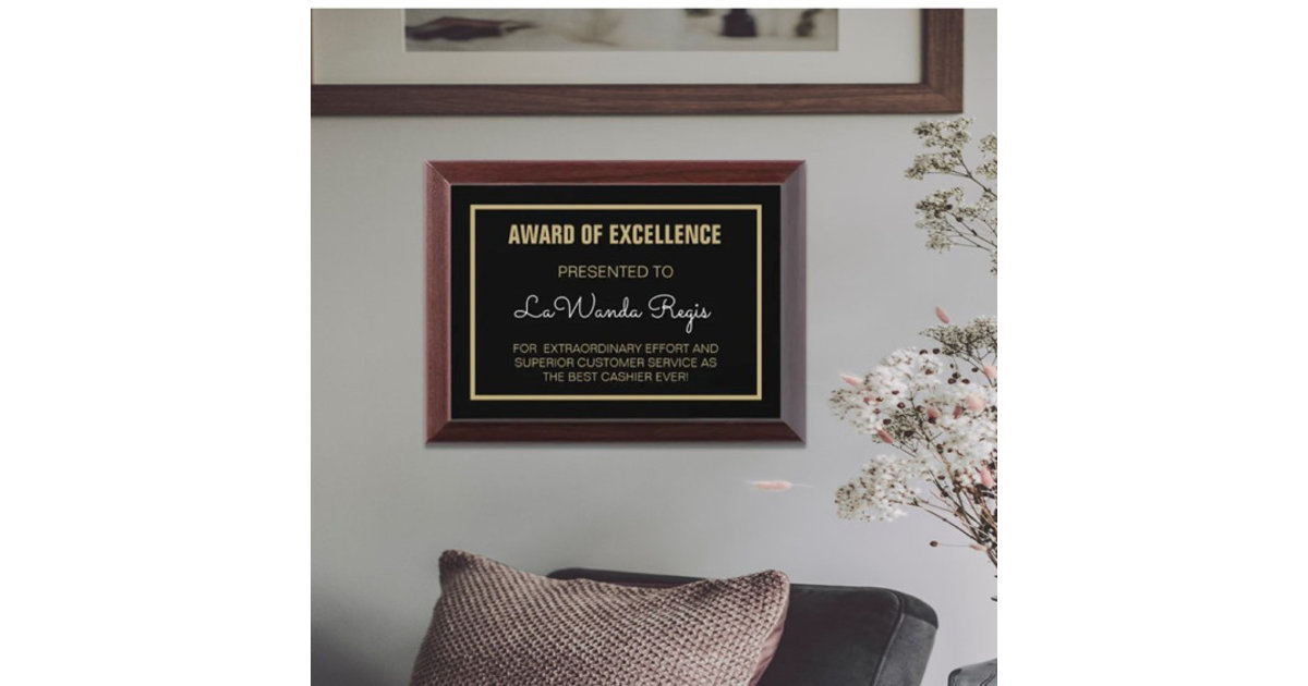 Special Gift! Best Cashier Award plaque | Zazzle