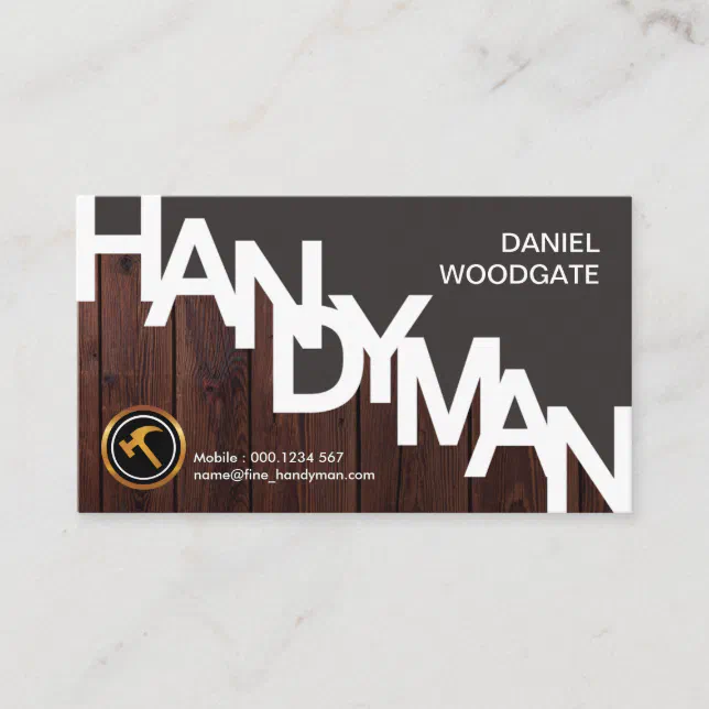 Special Handyman Sign Wood Grain Fence Contractor Business Card | Zazzle